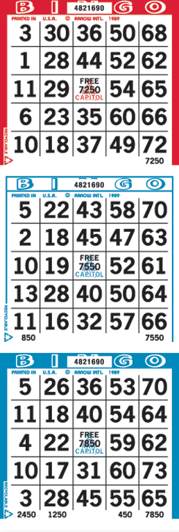 3on Verticle Red White & Blue by the Case 3,000 Sheets – Bingo Innovation