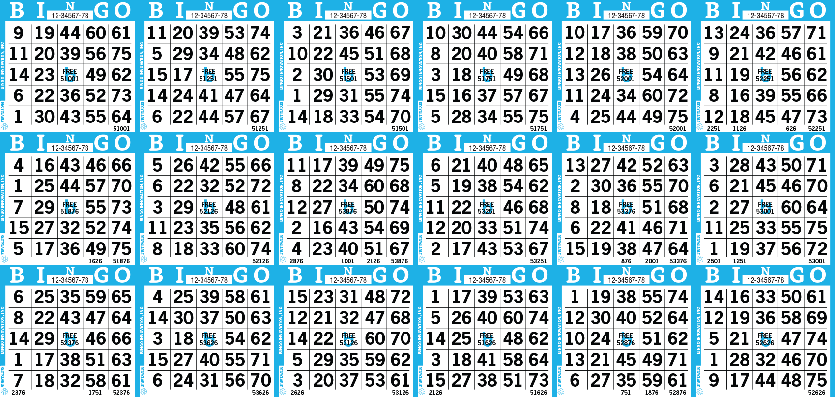 18on Bingo Paper By The Case 500 Sheets – Bingo Innovation