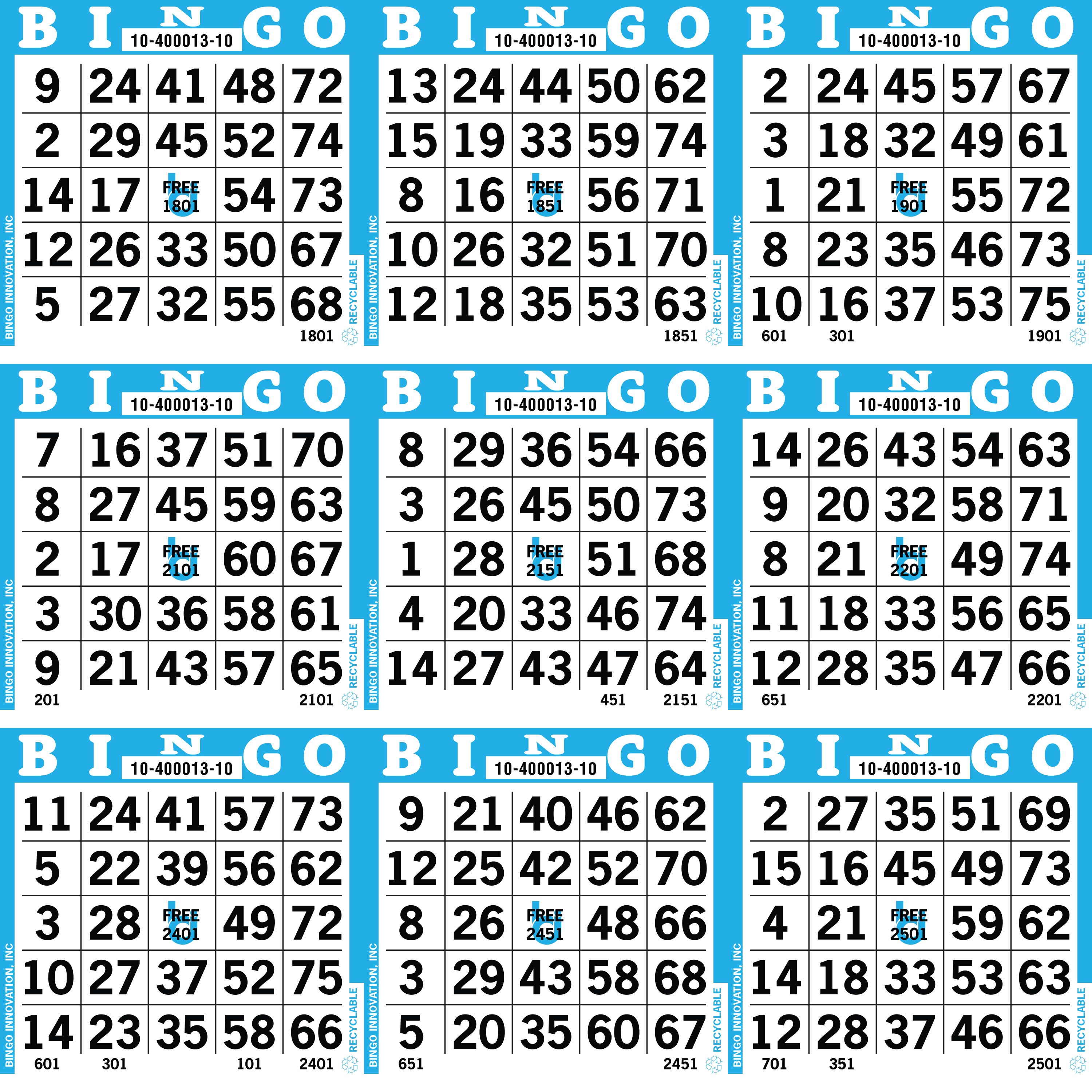 9on Bingo Paper By The Case 1,000 Sheets – Bingo Innovation